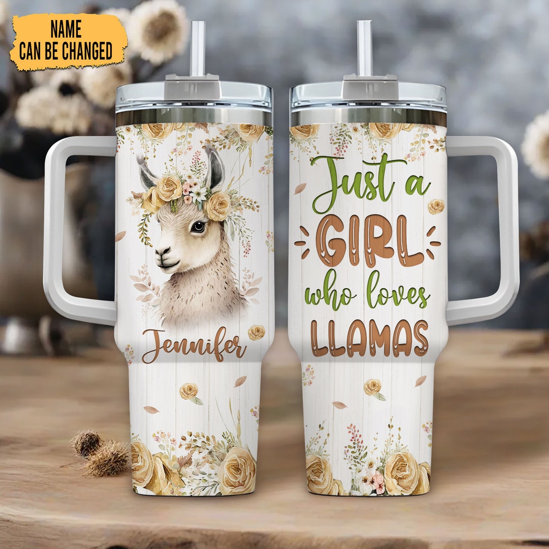 Personalized Llama 40oz Tumbler With Handle and Straw, Just A Girl Who ...