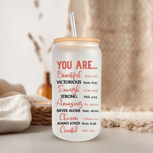 Personalized Faith Glass Can Cup With Lid and Straw, Christian Gifts ...