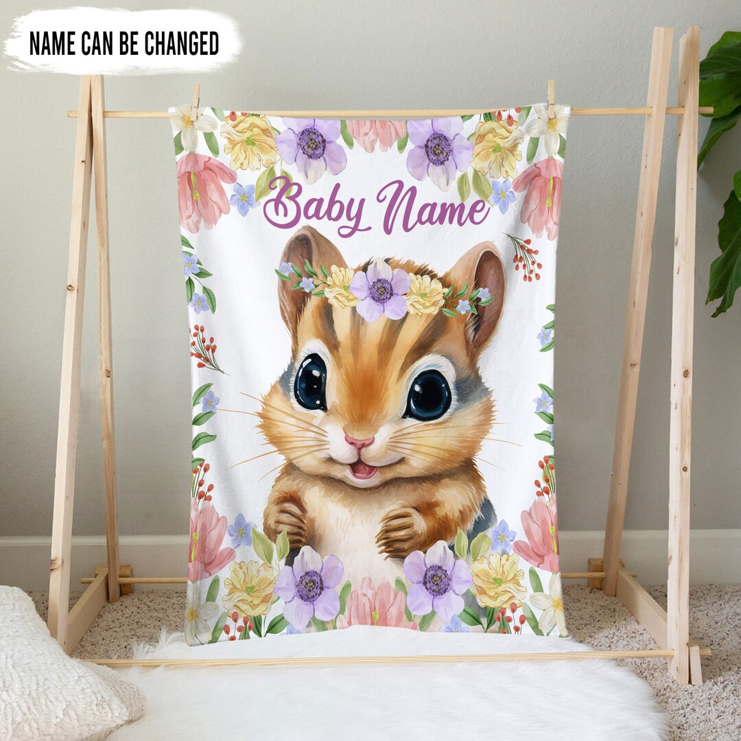 Personalized Cute Squirrel Baby Blanket, Farm Animal Nursery Theme ...