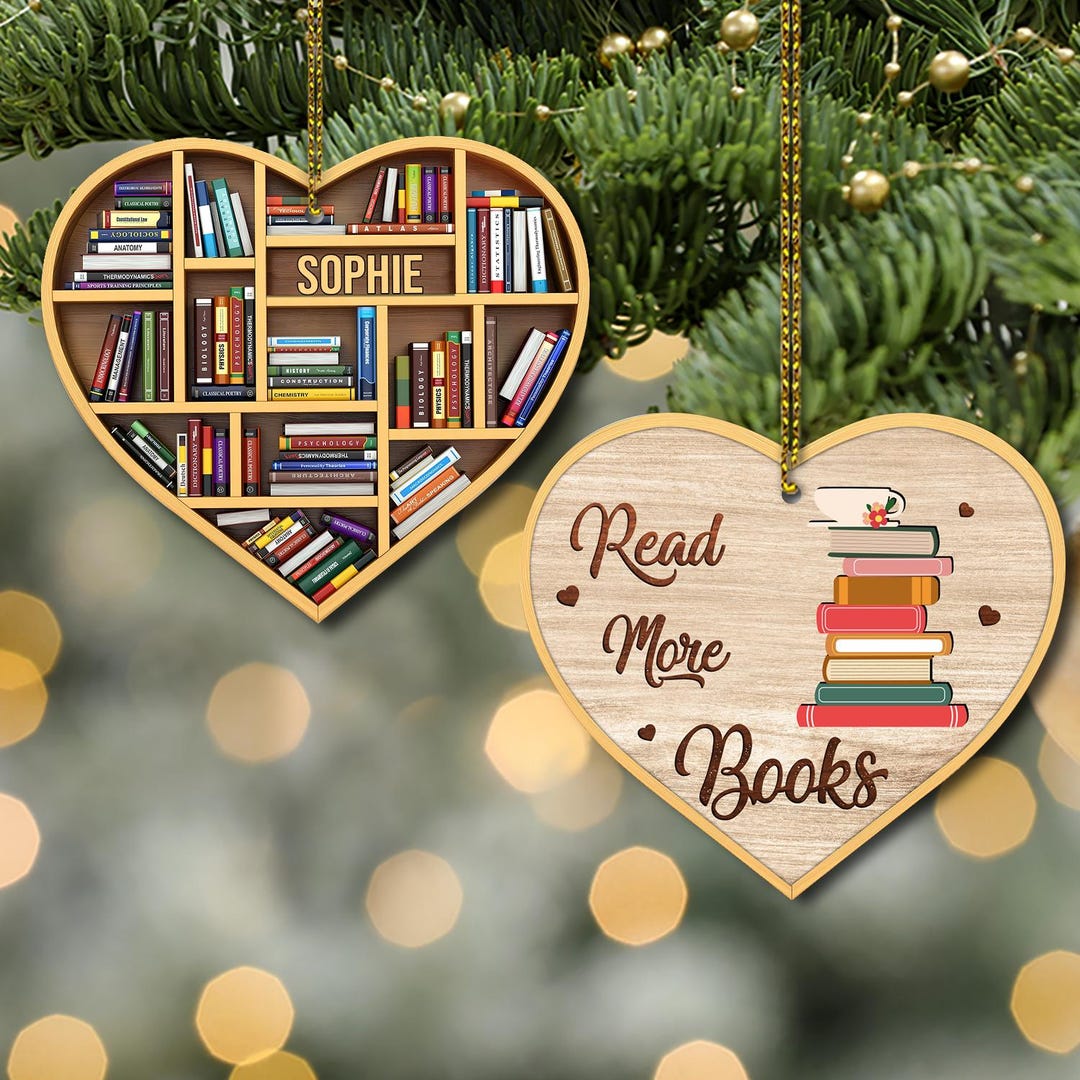 Custom Read More Book Ornament, Reading Book Christmas Ornament, Book ...