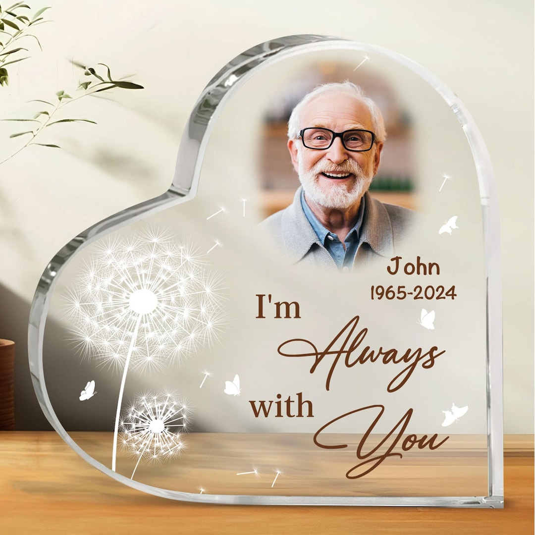 Personalized Memorial Photo Plaque: Custom Acrylic Heart Keepsake - Etsy