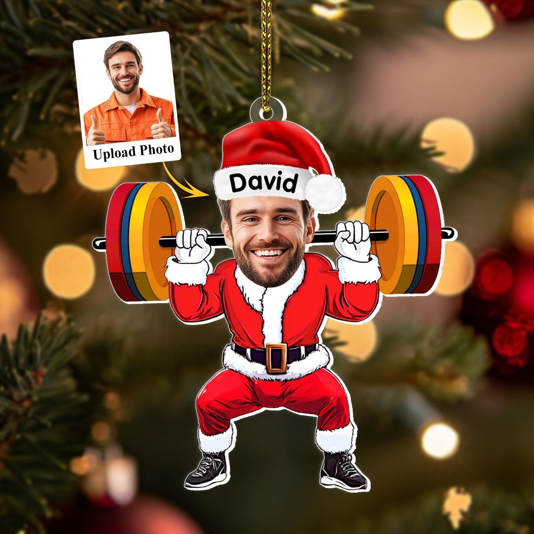 Gym Photo Ornament, Personalized Picture Workout Ornament, Weight ...
