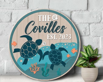 Wooden Sea Turtle Door Decor - Etsy