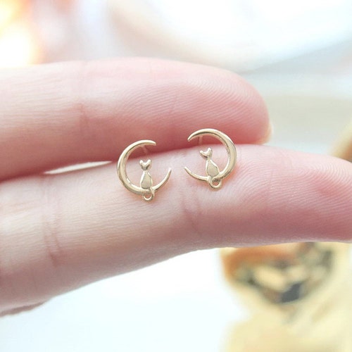 Cat Ear Jacket Gold Cat Earrings Gift for Cat Lovers Cat - Etsy Sweden