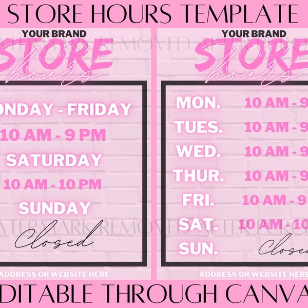 Store Hours Decal - Etsy