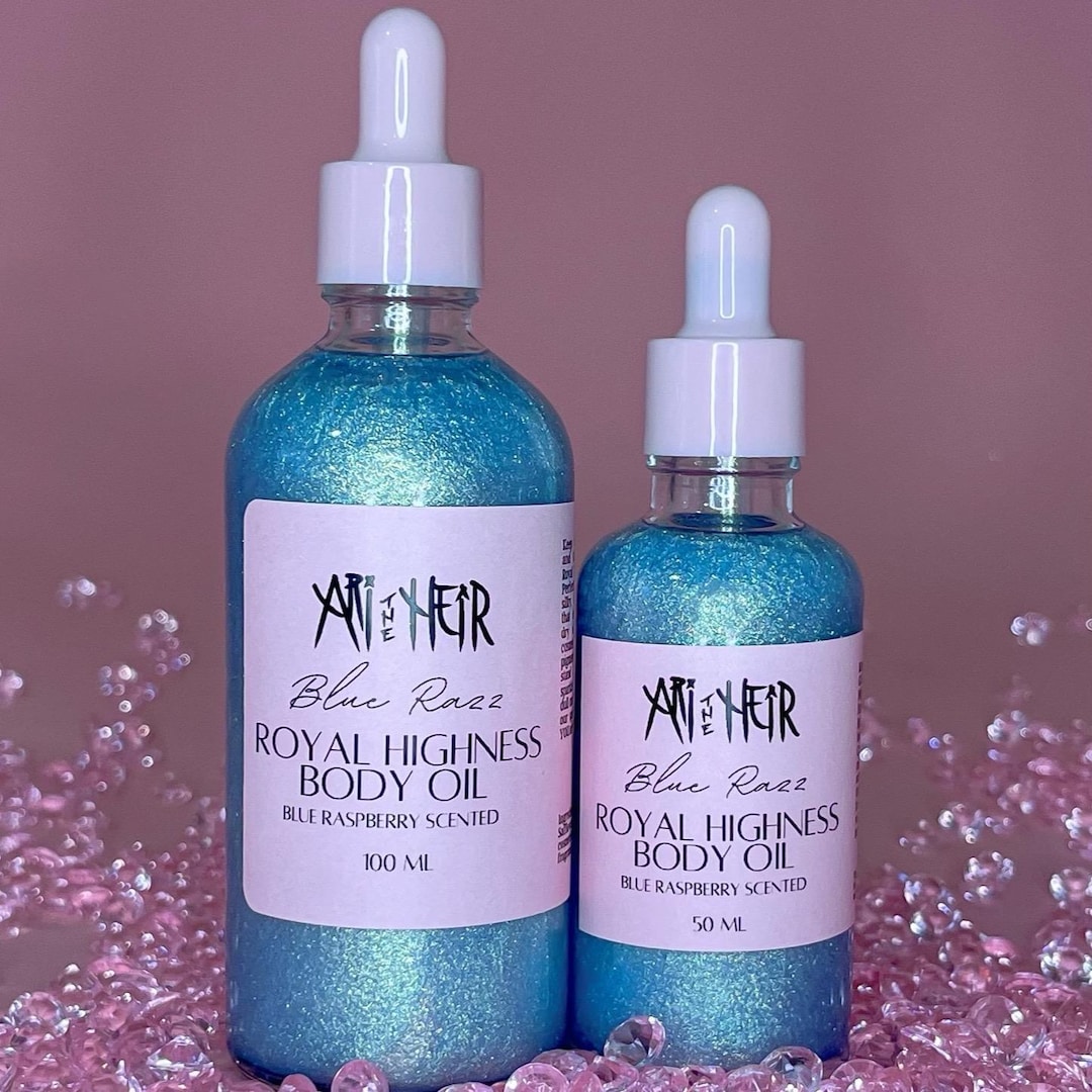 Blue Razz Shimmer Body Oil - Blue Raspberry Slushie Scented ...