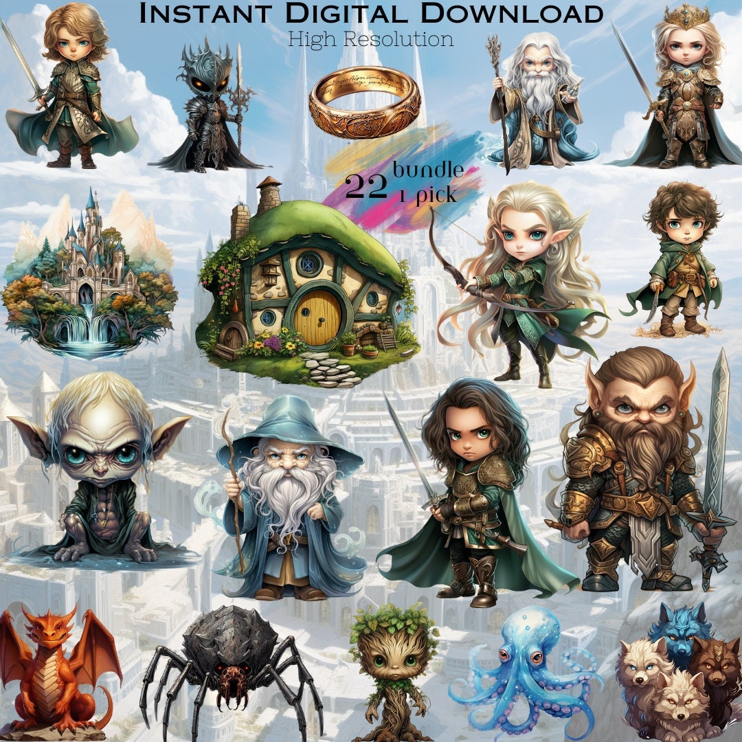 Fantasy Adventure Clipart 22 Svg, Png, Pdf - Inspired by LOTR, the One ...