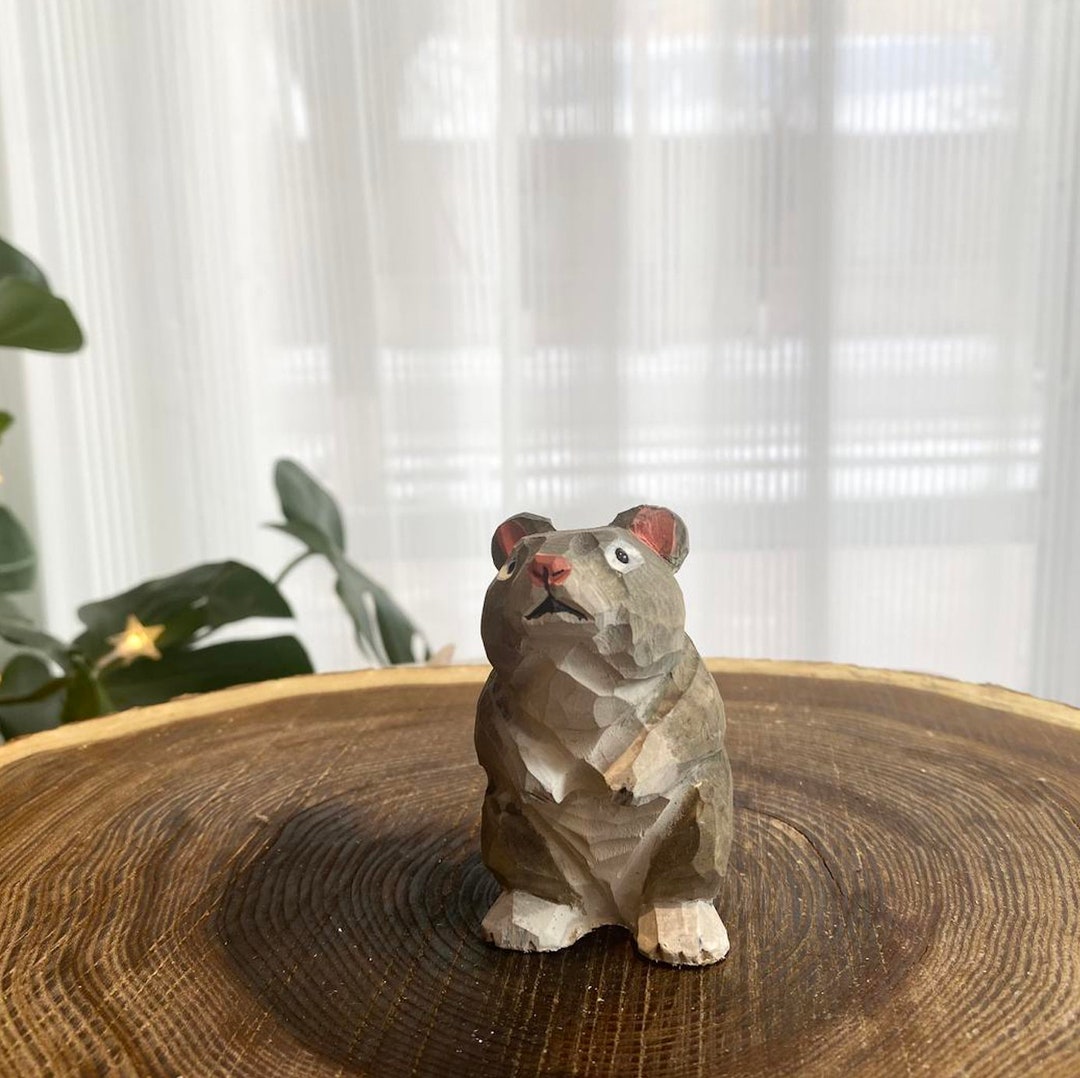 Hand-carved Wooden Mouse | Cute Animal Ornament | Unique Gift for ...
