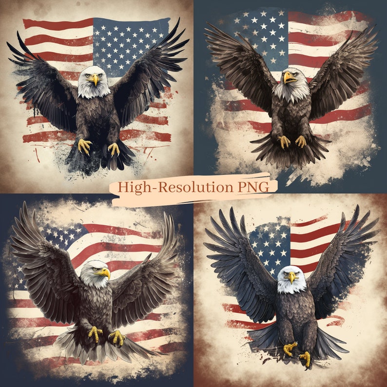 Freedom Emblem: High-resolution PNG Eagle and Flag Image Files ...