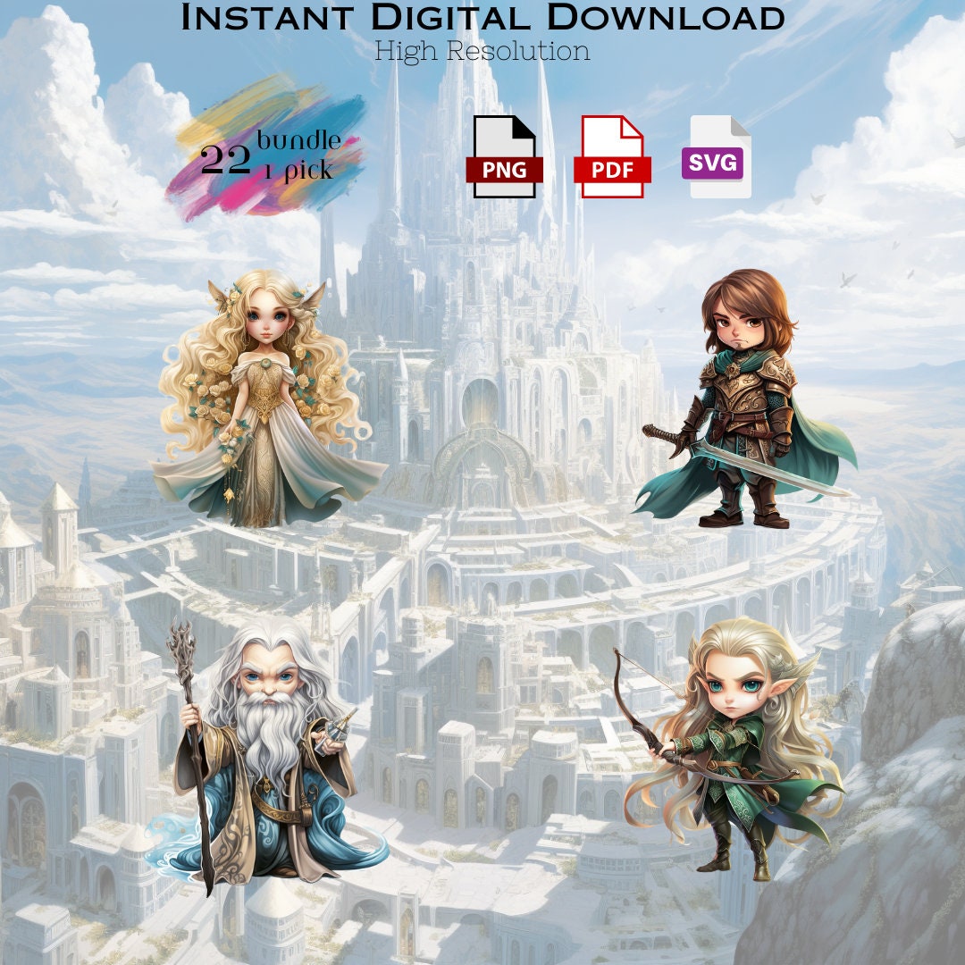 Fantasy Adventure Clipart 22 Svg, Png, Pdf - Inspired by LOTR, the One ...