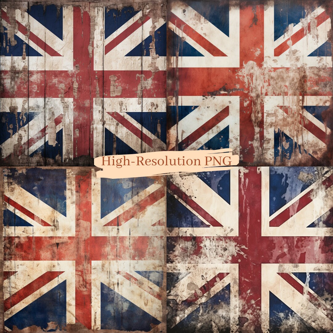 Vintage Union Jack Design - Distressed Interpretation of the UK Flag ...