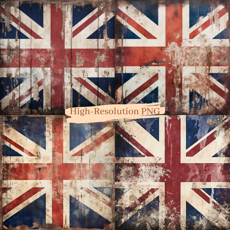 Vintage Union Jack Design - Distressed Interpretation of the UK Flag ...