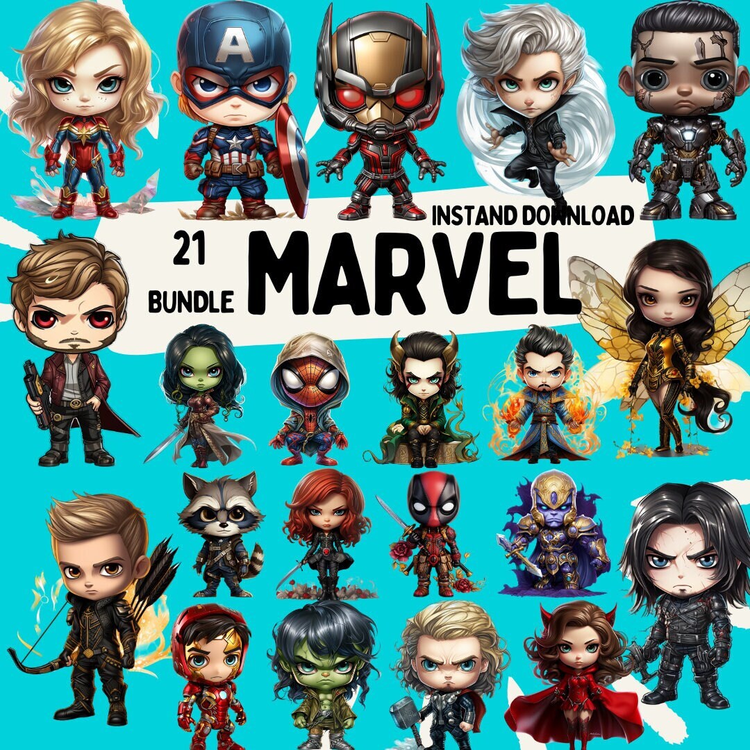 Marvel Superheroes Clipart Collection - 21 Adorable Characters - High ...