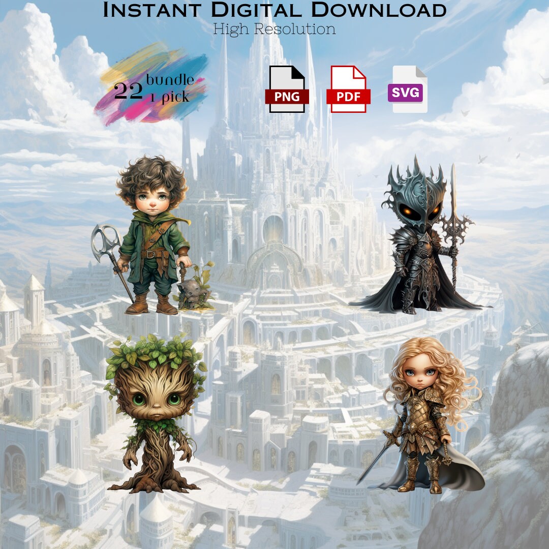 Fantasy Adventure Clipart 22 Svg, Png, Pdf - Inspired by LOTR, the One ...