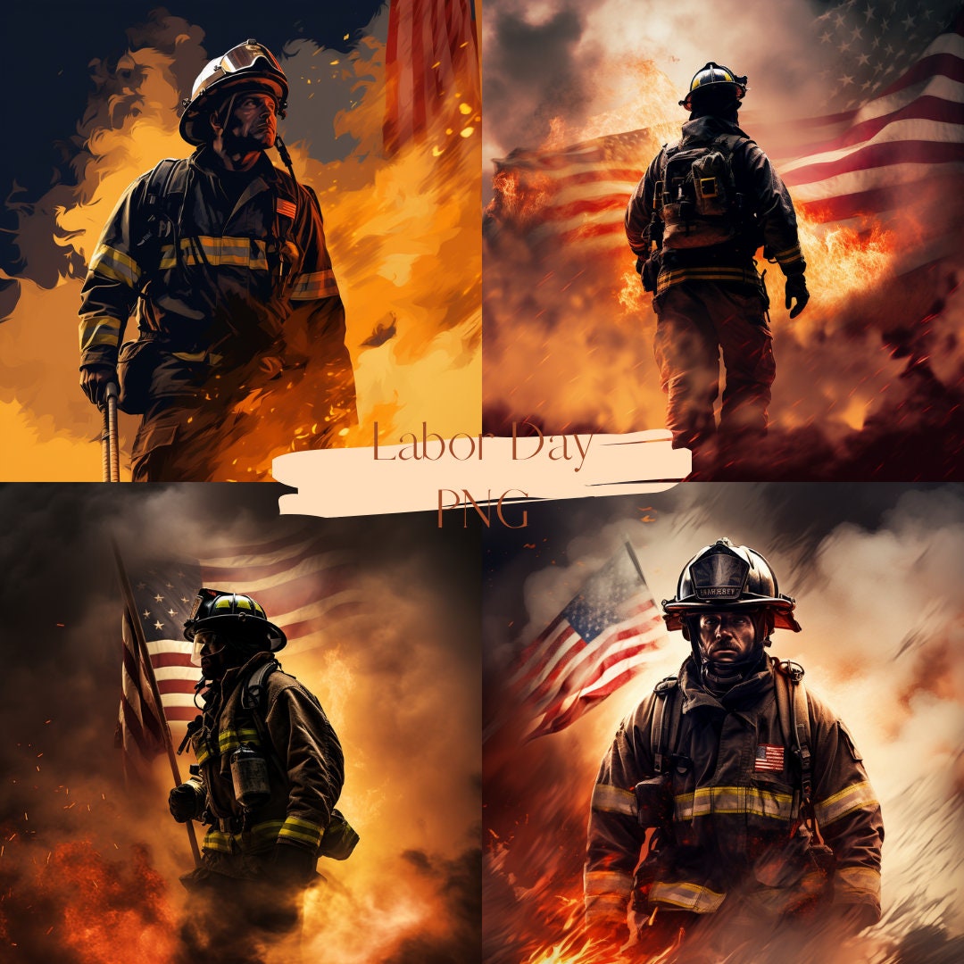 Firefighter Labor Day Card - Etsy
