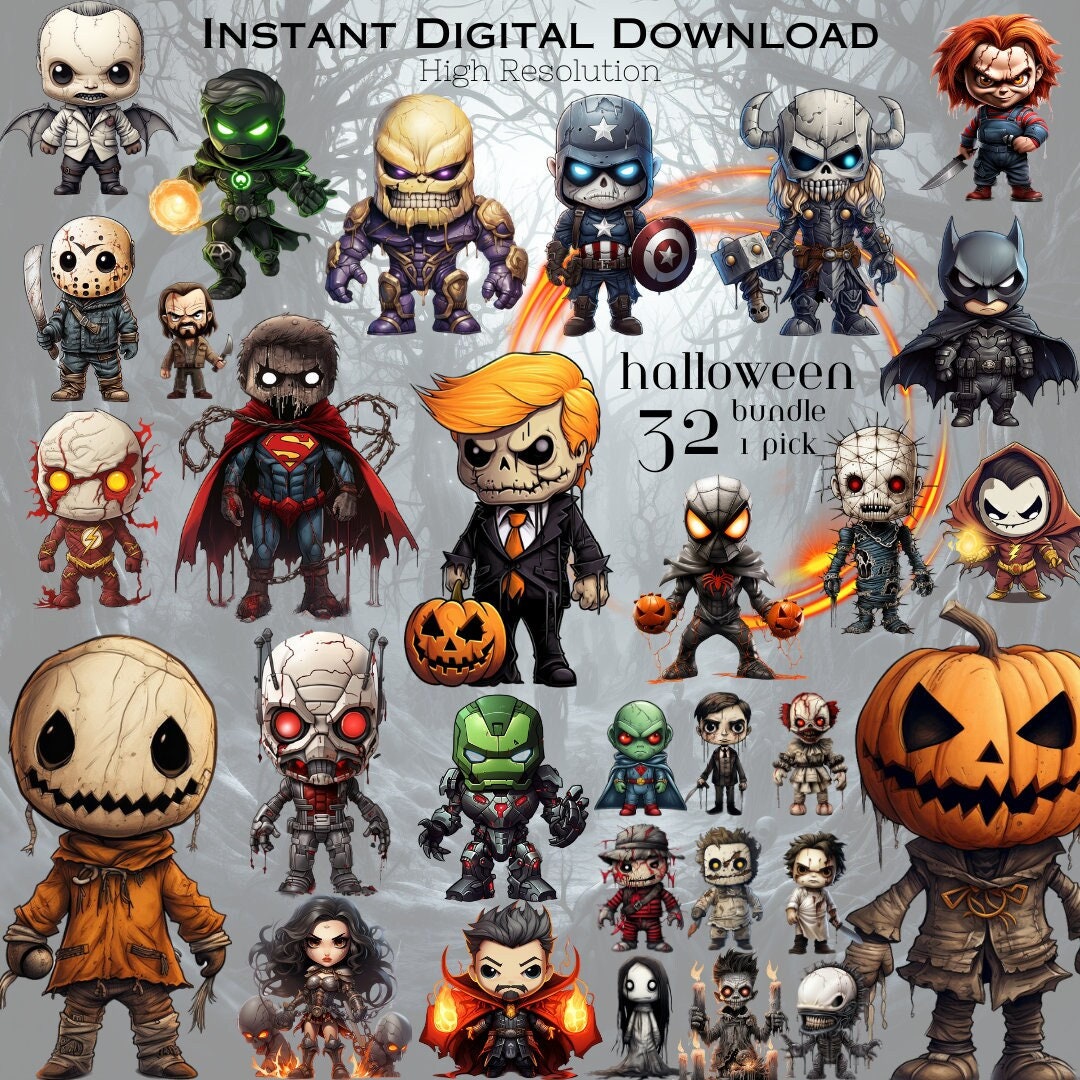 Halloween Superhero Clipart 32 SVG PNG PDF Avengers and - Etsy