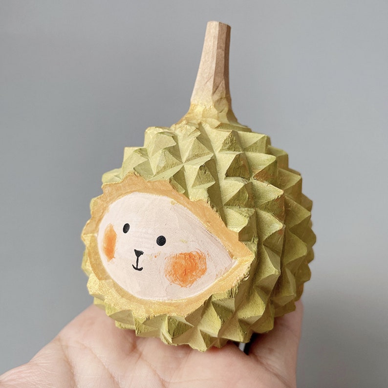 Hand-carved Durian Wood Fruit Ornament | Exotic Fruit Decor | Kitchen ...