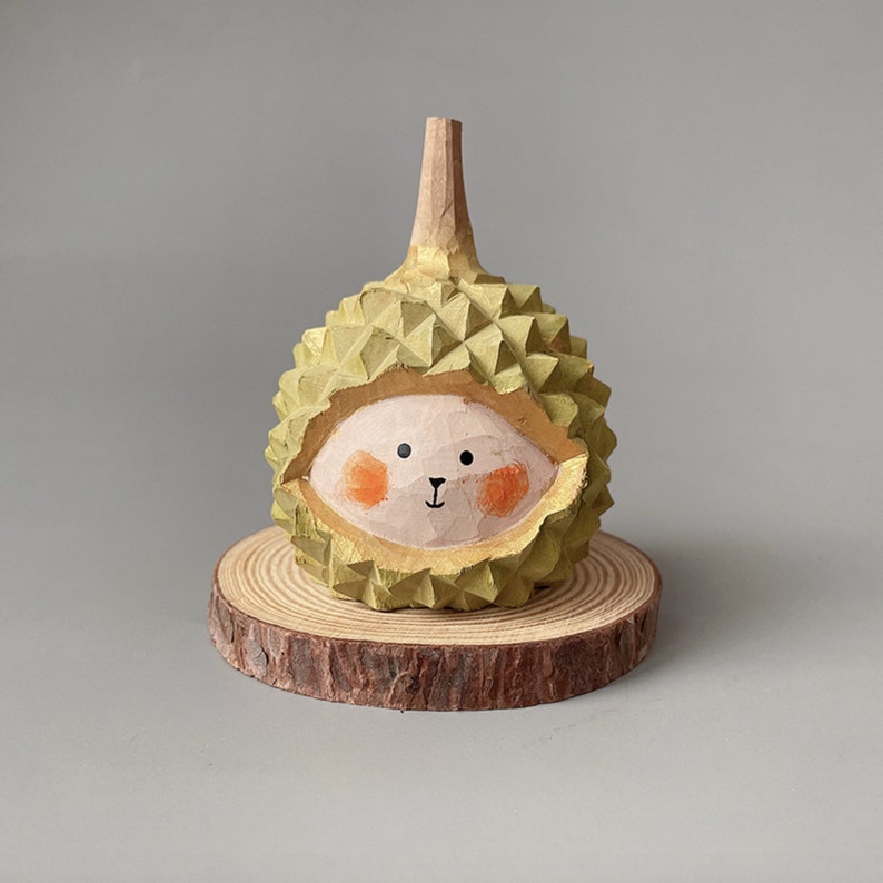 Hand-carved Durian Wood Fruit Ornament | Exotic Fruit Decor | Kitchen ...