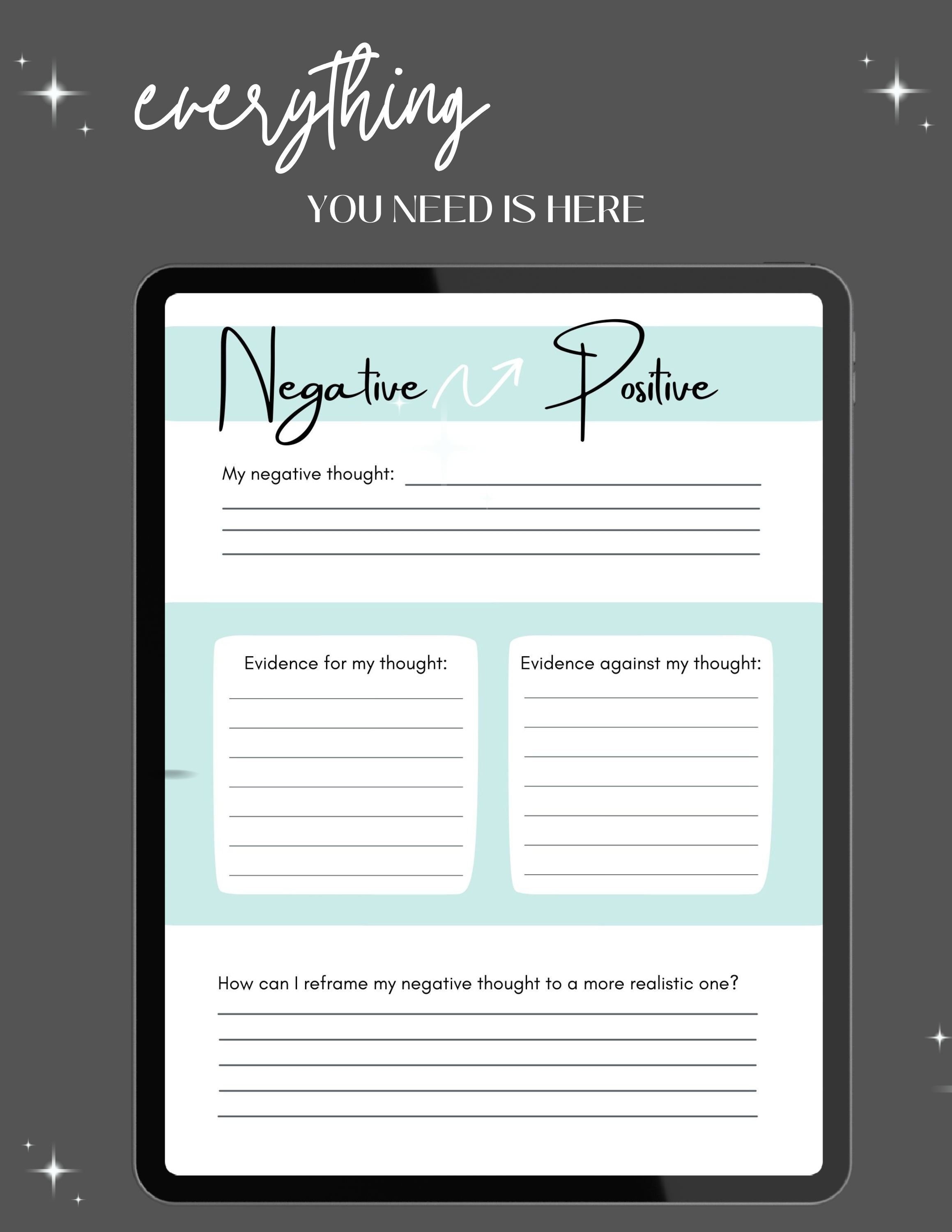 CBT Worksheet, Mental Health Printable, Self Help Tool, Instant ...