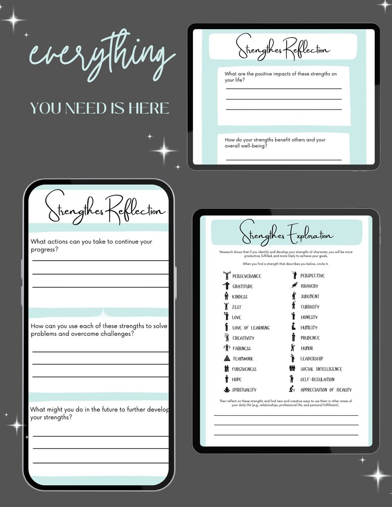 Identifying Strengths Printable Worksheets, Self Improvement, Self ...