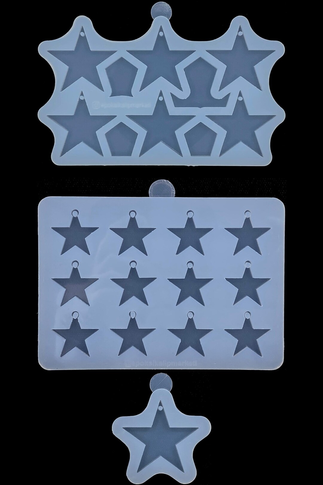 Star Silicone Mold. 1 / 6 / 12 Pieces in 1 Mold. & for Resin Keychain ...