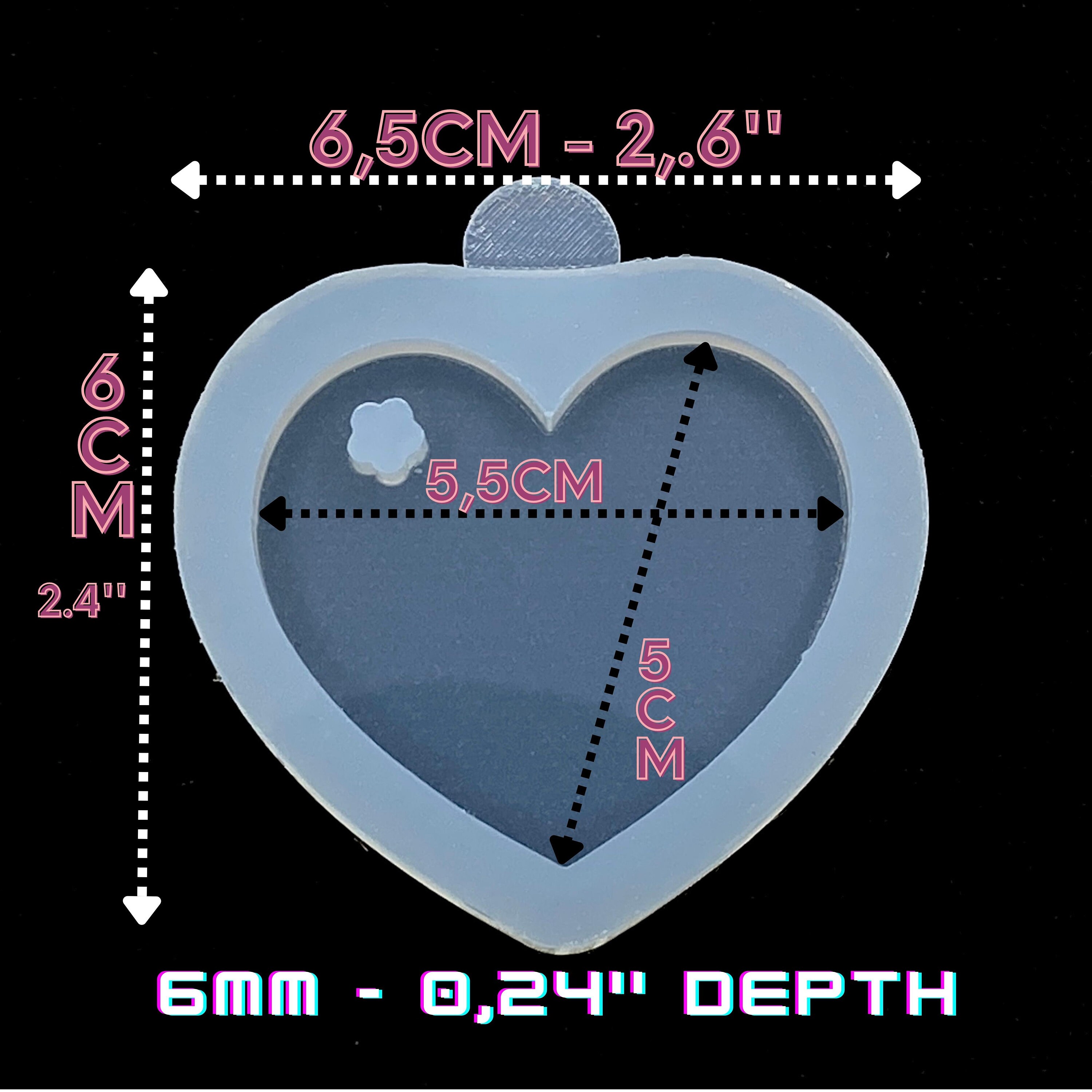 Heart Silicone Mold. 1/ 6 / 12 Pieces in 1 Mold. & for Resin Keychain ...