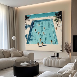 Original Swimming Pool Painting: Abstract Beach View Wall Decor - Etsy