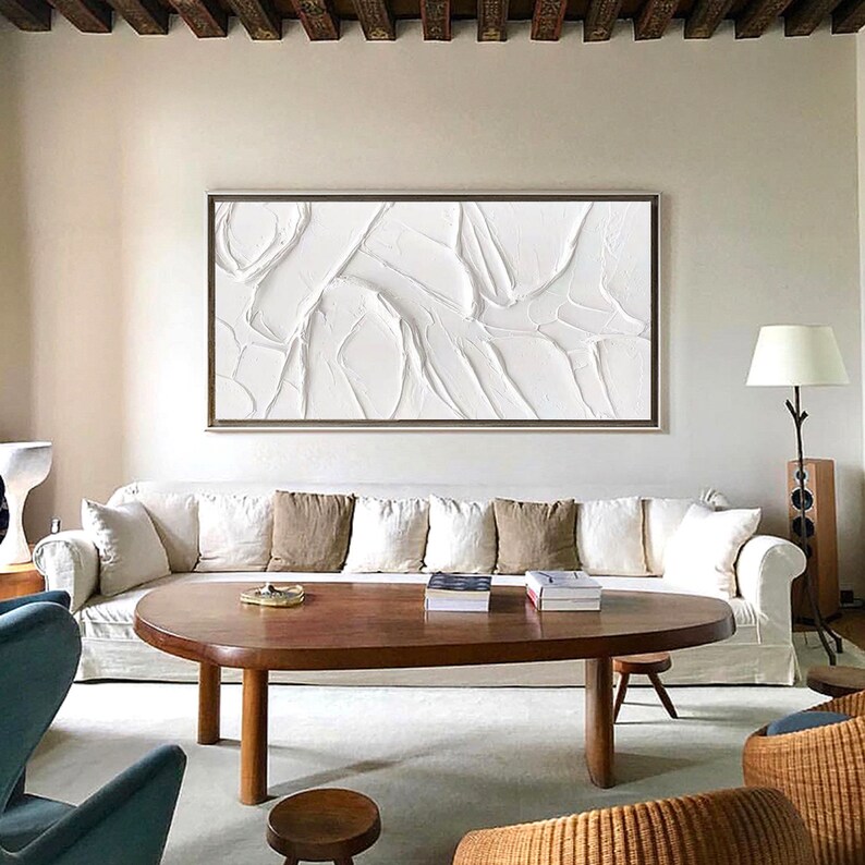 White Wall Art White Horizontal Canvas Art White Textured Wall - Etsy