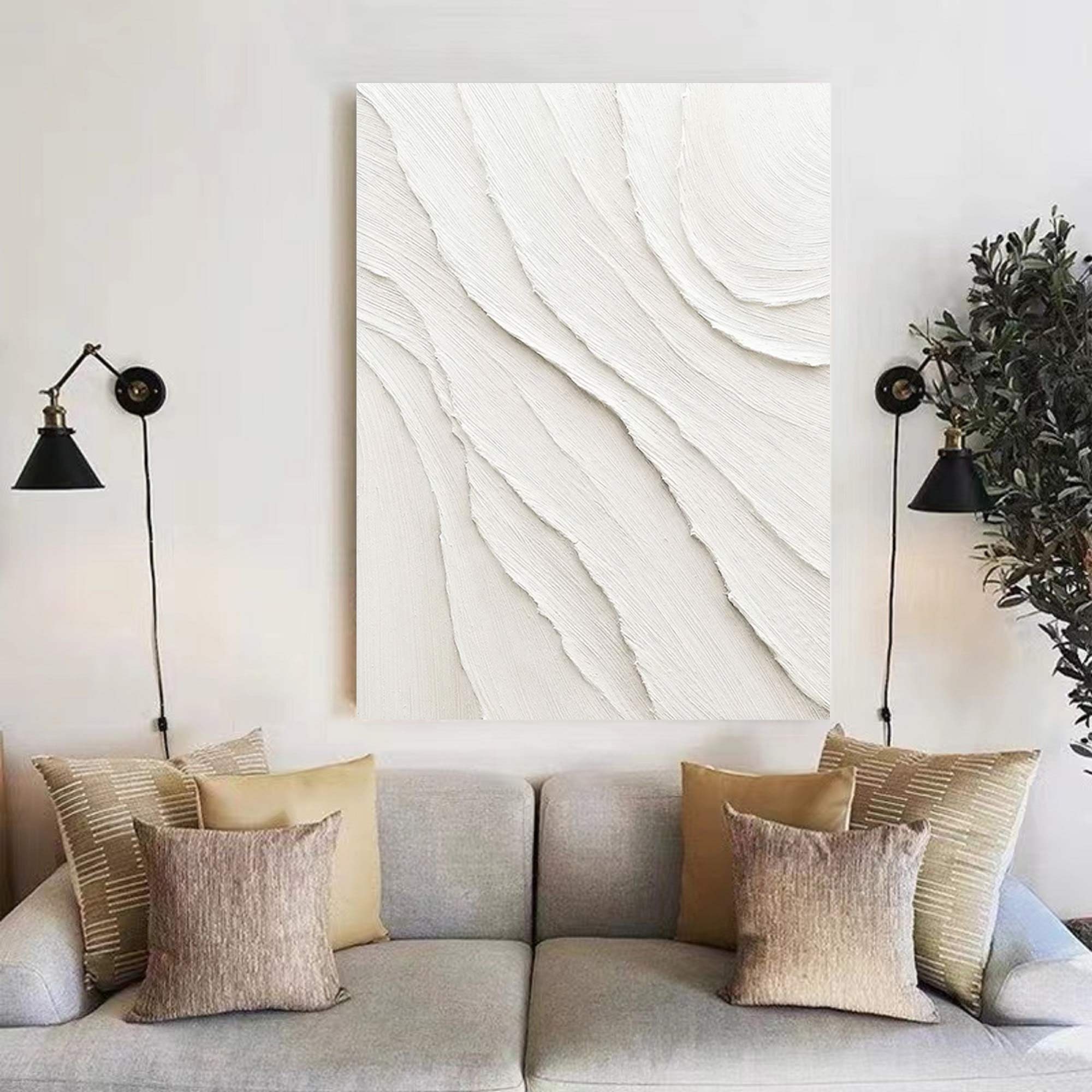 White Textured Wall Art White Plaster Art White Waves Abstract - Etsy