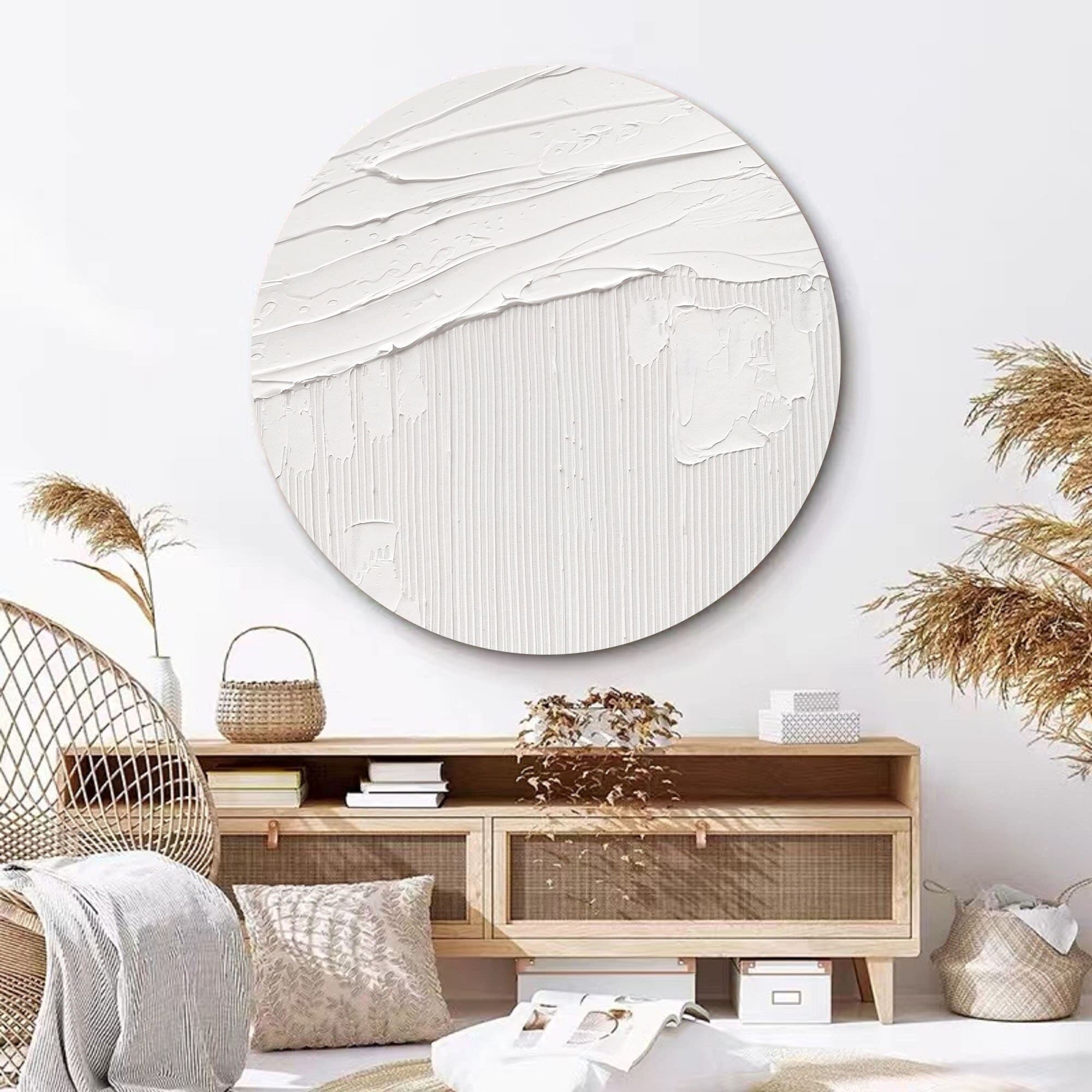 White Textured Art White Abstract Wall Art White Circle - Etsy