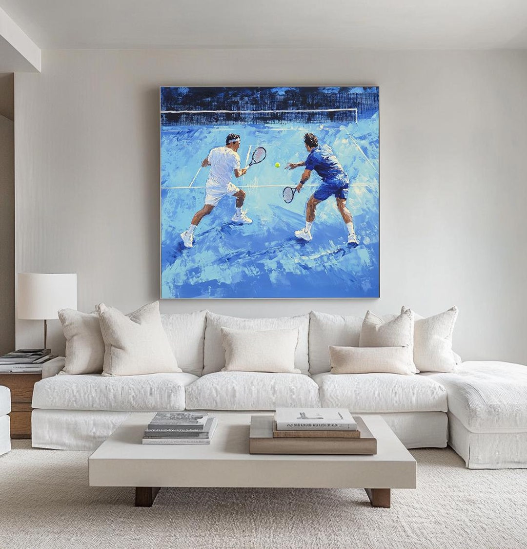 Double Tennis Abstract Painting,figure Painting,original Handmade Art ...