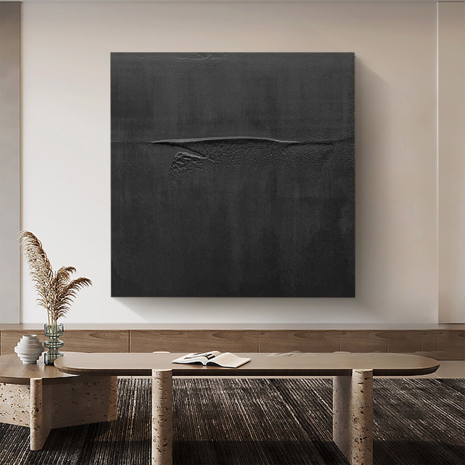 Black Canvas Wall Art Black Abstract Art Black Wall Art Black - Etsy