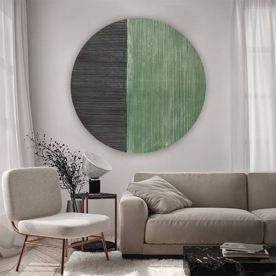 Green Circle Canvas Art Green Circle Minimalist Art Green Textured Wall ...