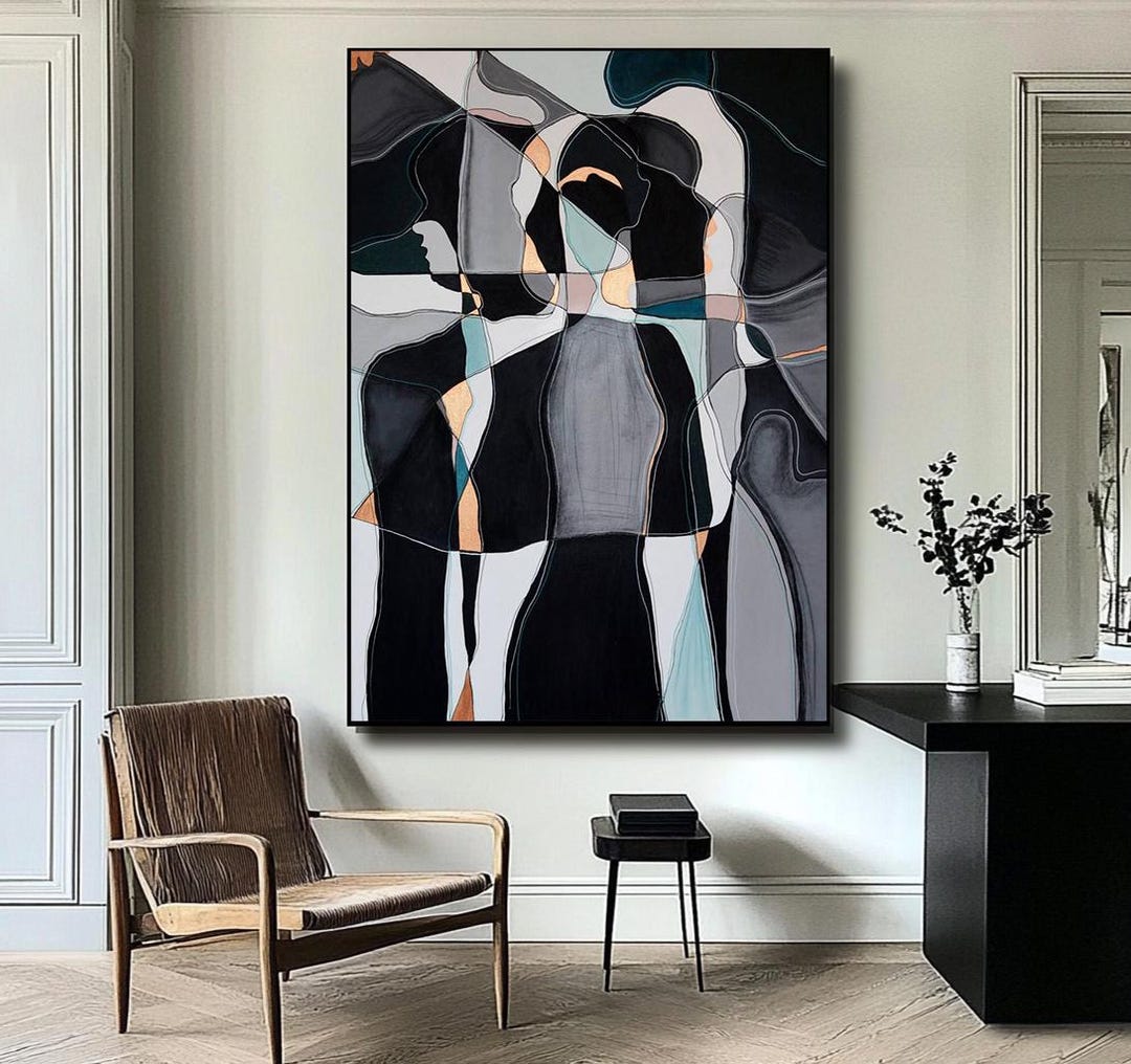 Large Geometric Abstract Art, Humanoid Art, Wabi-sabi, 3D Textured ...