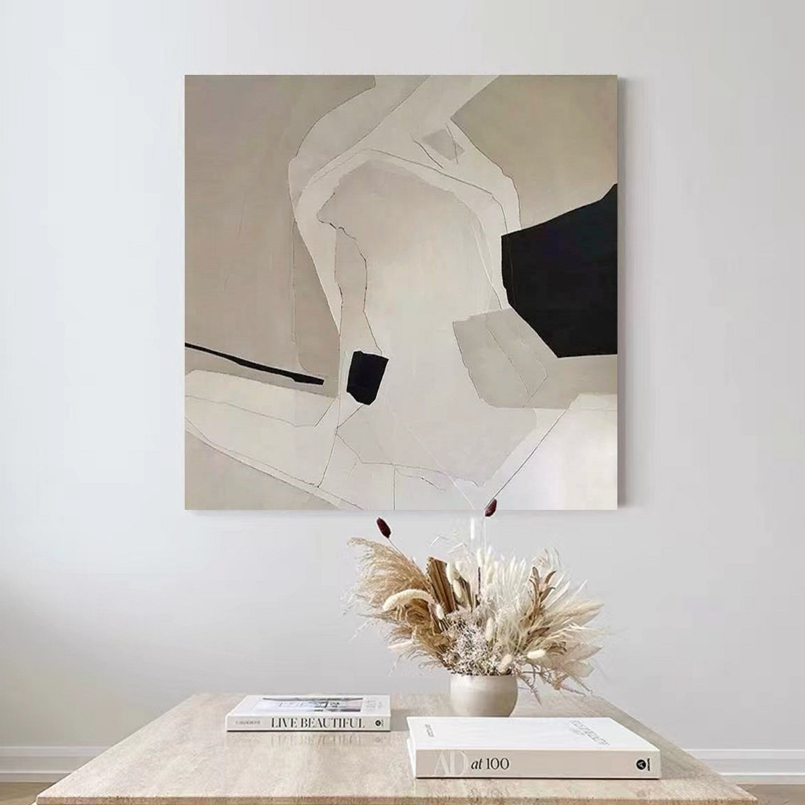 Original Large Beige Abstract Painting Beige Textured Painting - Etsy