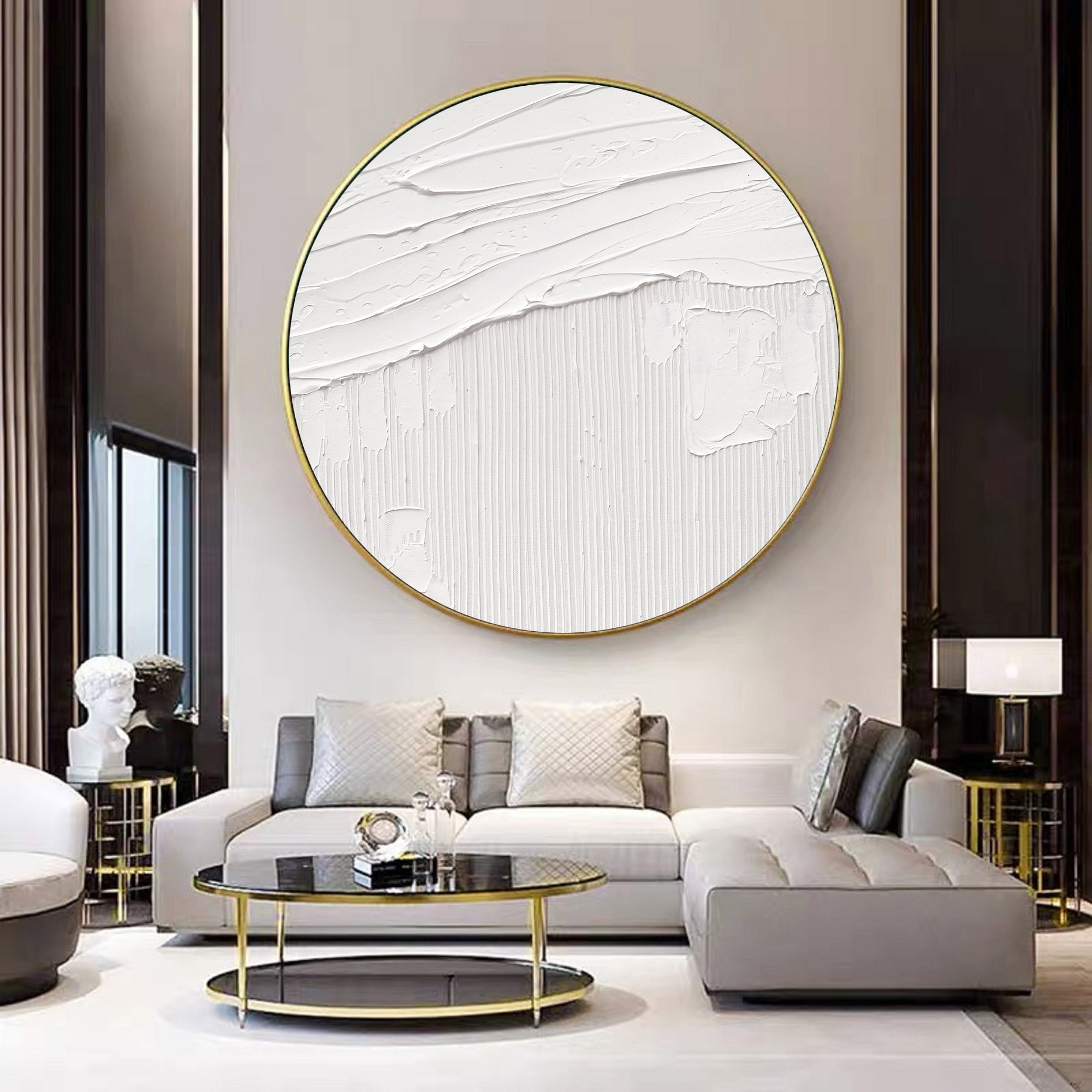 White Textured Art White Abstract Wall Art White Circle - Etsy