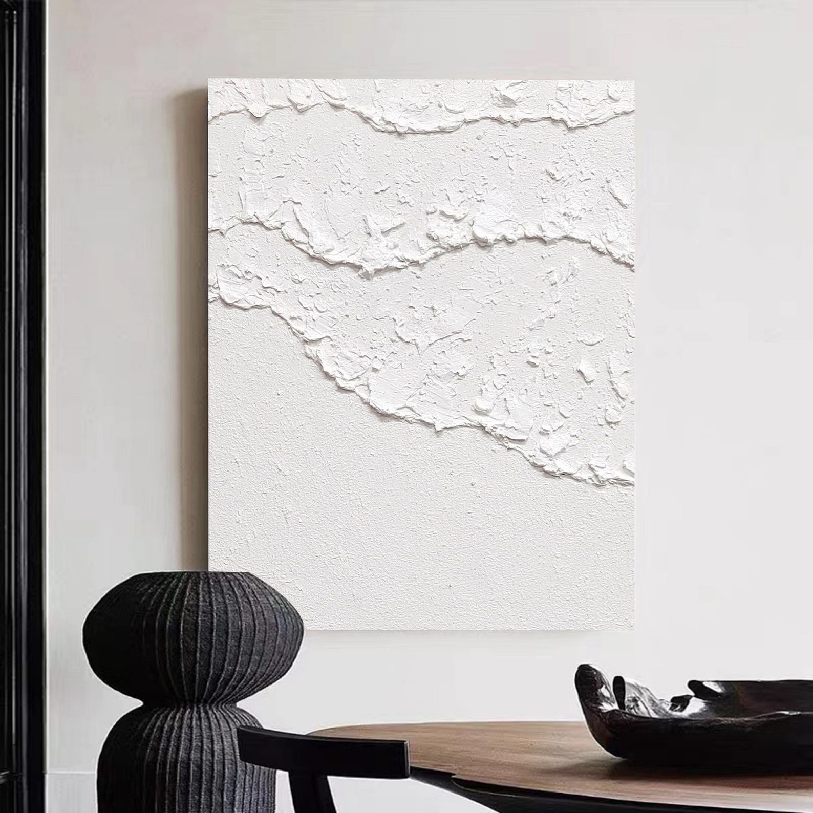 White Waves Abstract Painting White Wall Art White 3D Textured - Etsy