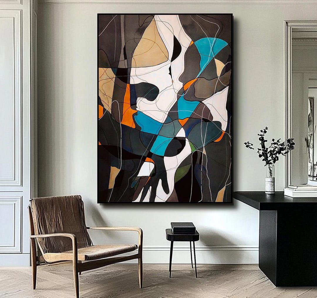 Large Human Figure Line Painting, Line Abstract Art, Line Minimal Art ...