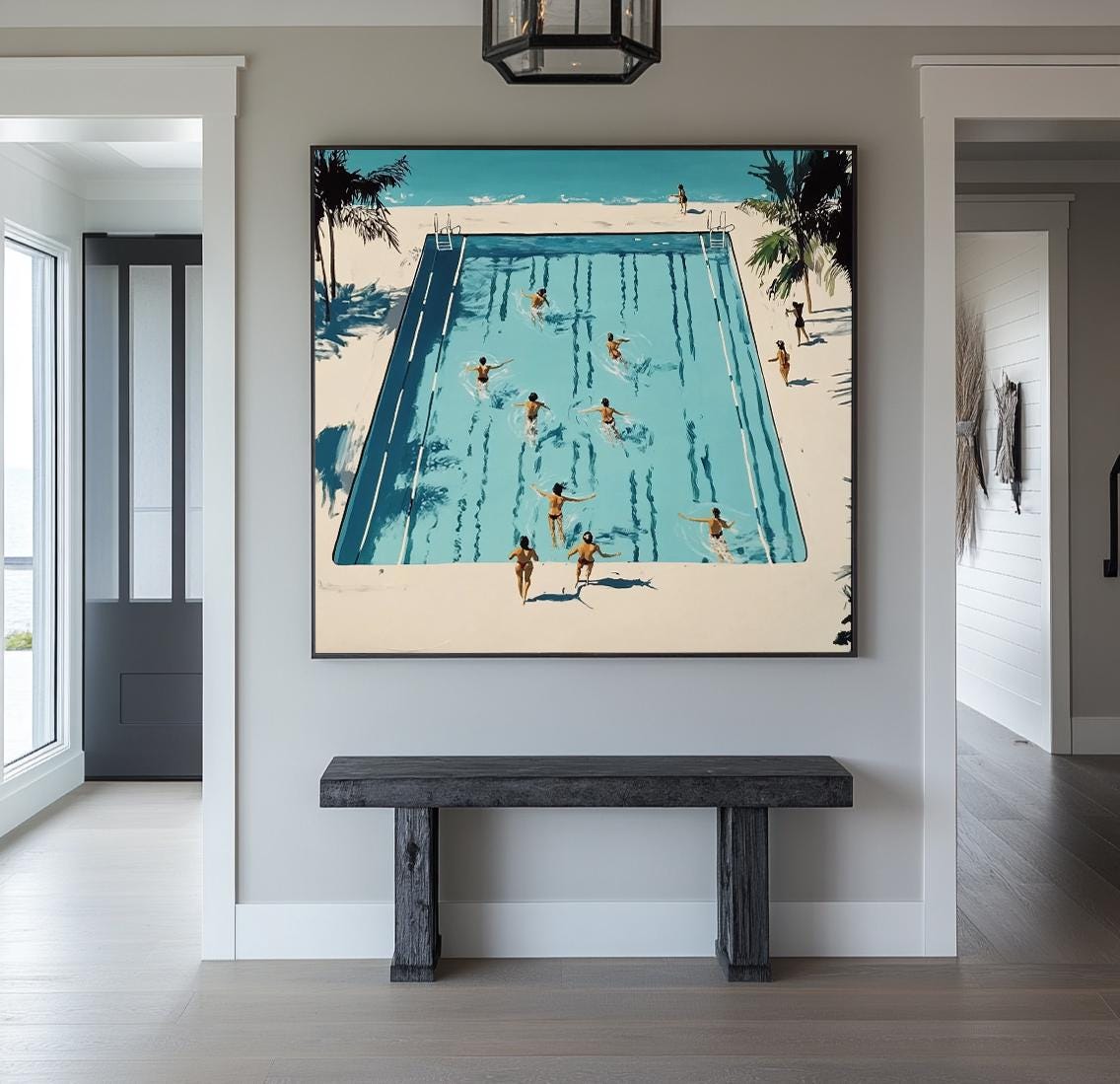 Original Swimming Pool Painting: Abstract Beach View Wall Decor - Etsy