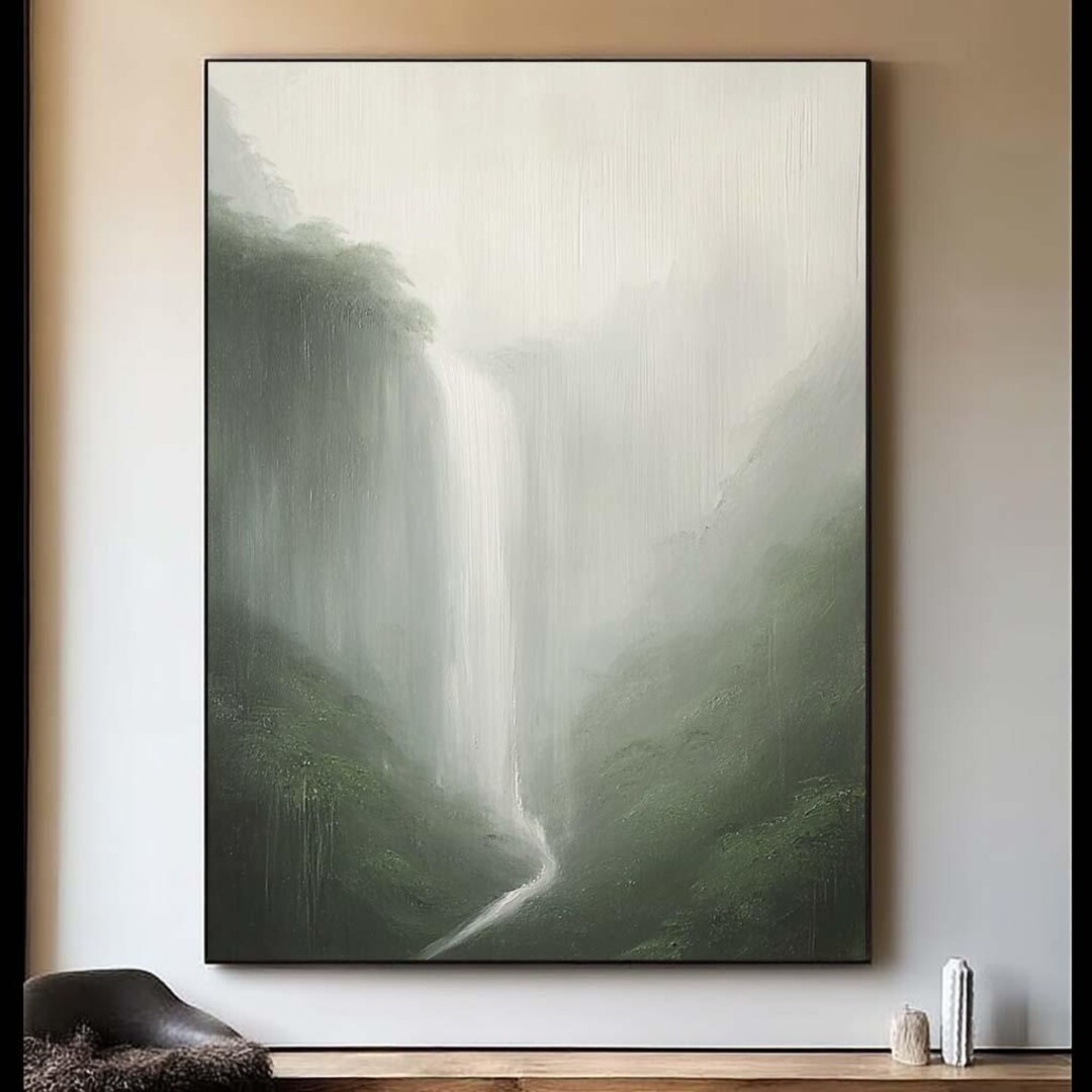 Large Waterfall Abstract Art, Waterfall Art, Handmade Art, Landscape ...