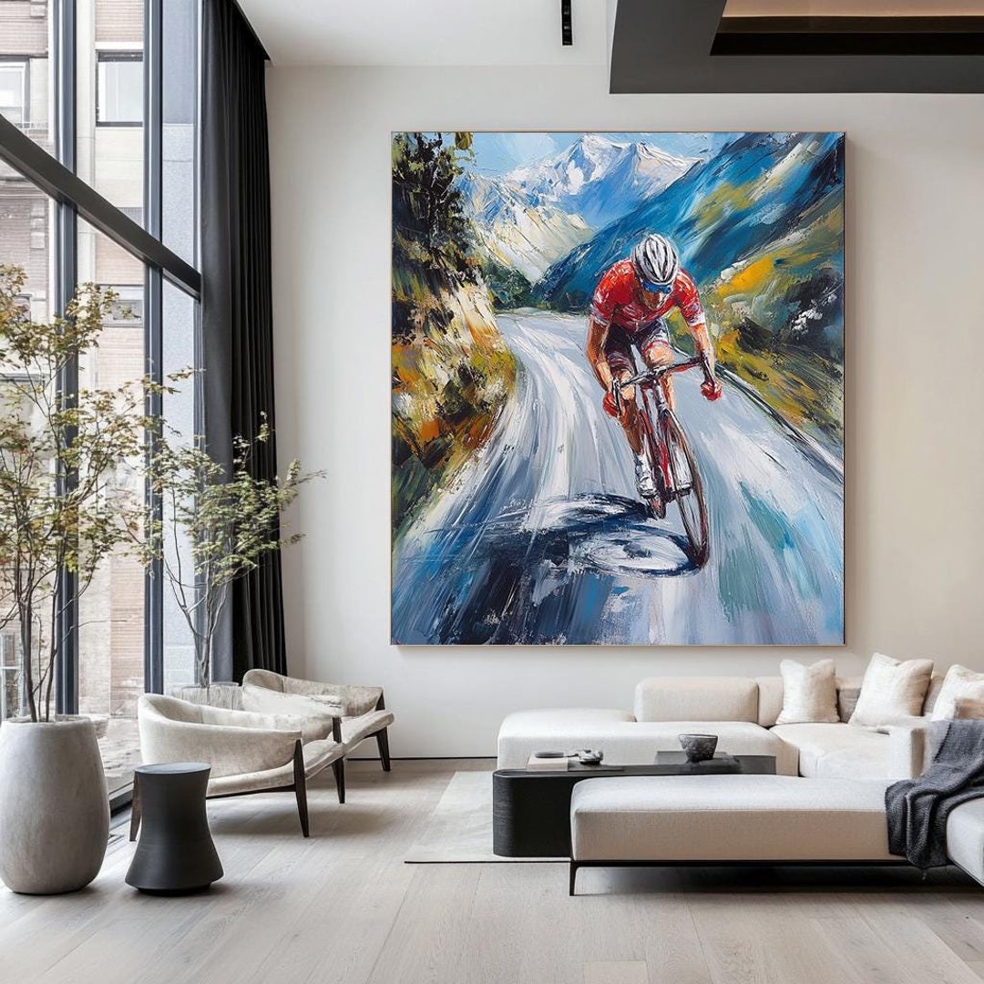 Cycling Wall Art, Cycling Sports Painting, Minimalist Painting of ...