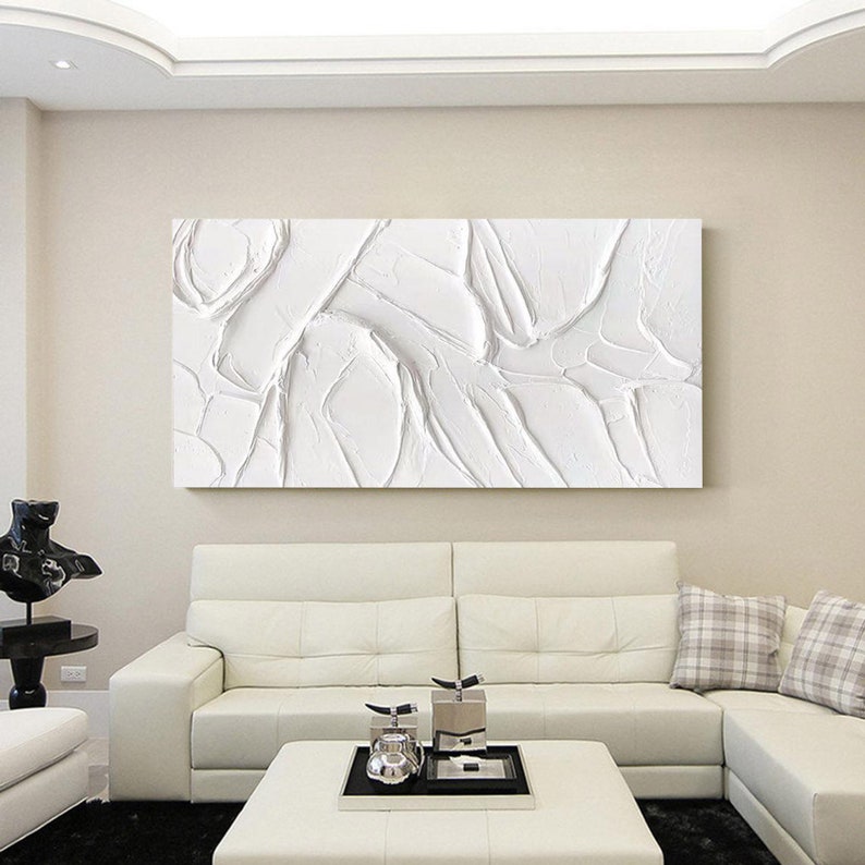 White Wall Art White Horizontal Canvas Art White Textured Wall - Etsy