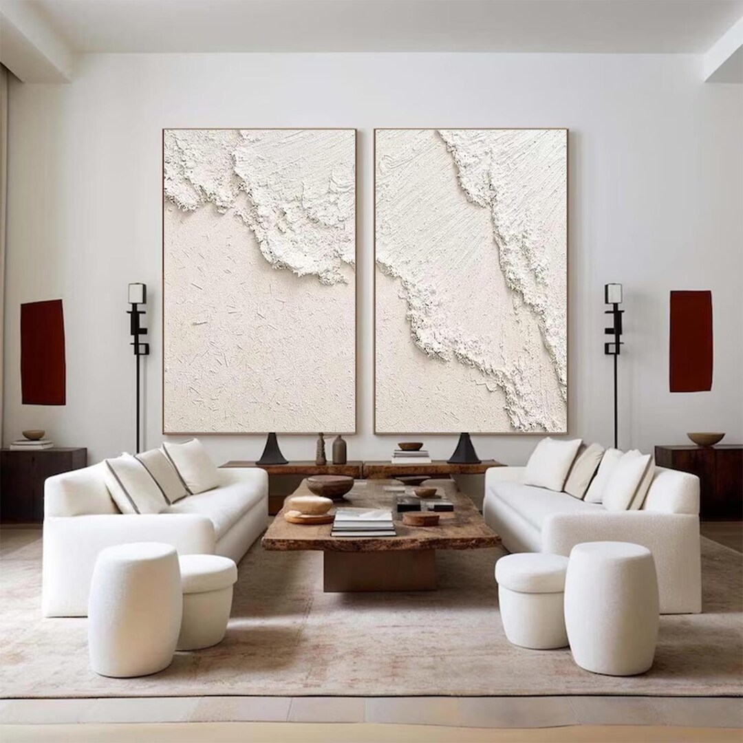 Set of 2 White Wall Art Set of 2 White Textured Wall Art Set of 2 Wall ...