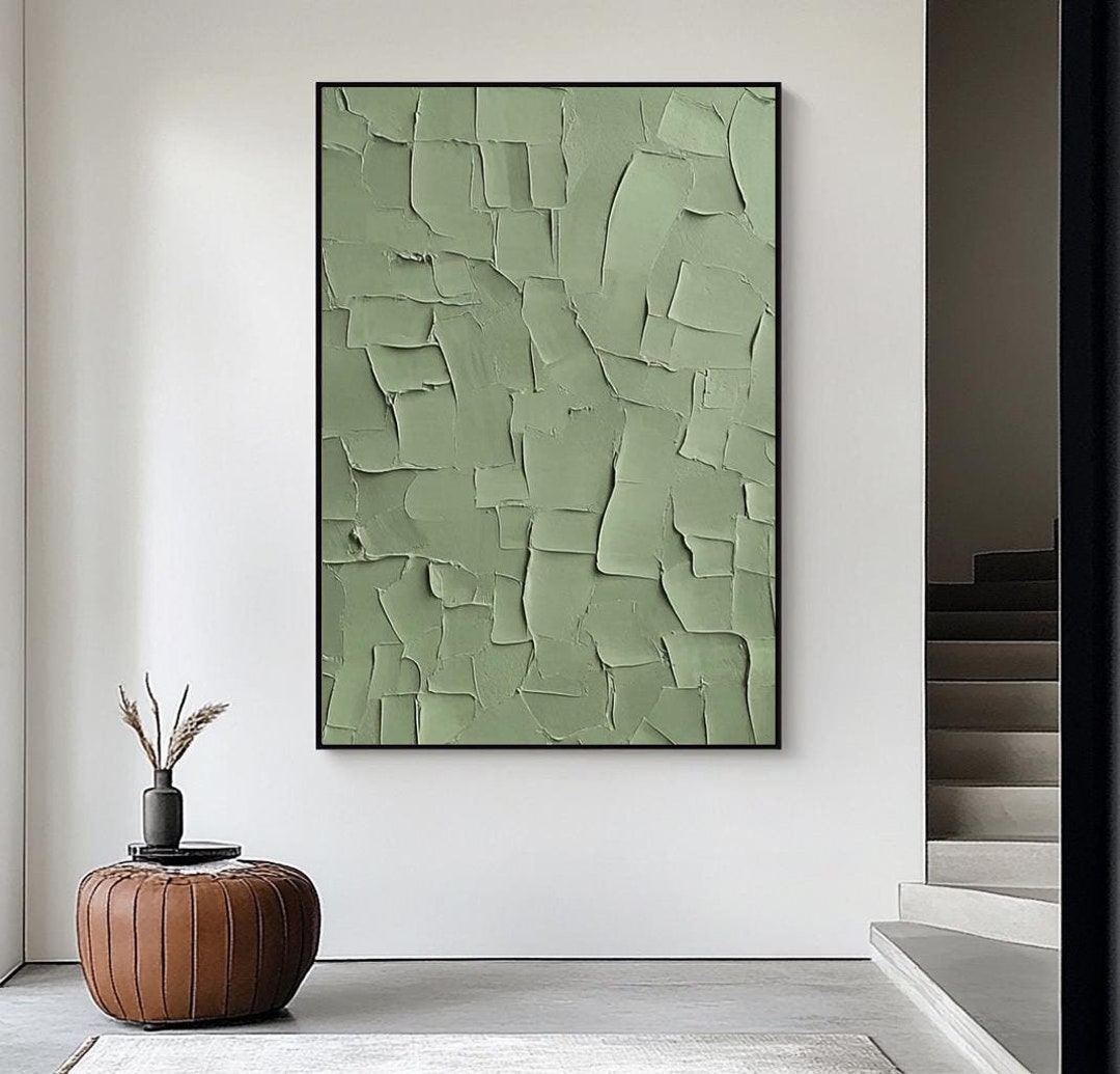 Large Sage Green Minimalist Painting, Sage Green Abstract Painting,sage ...