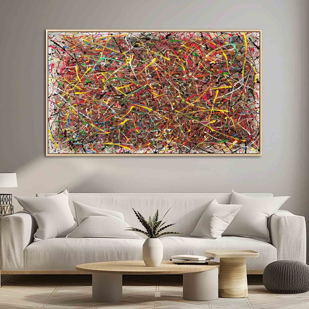 Large Red Horizontal Painting Large Colorful Abstract Painting Red ...