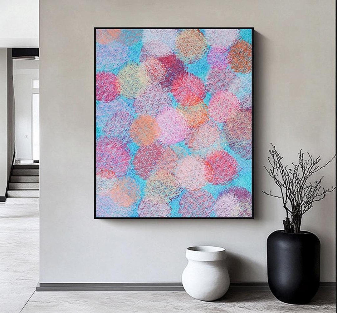 Large Color Abstract Painting,color Feather Irregular Circle ...