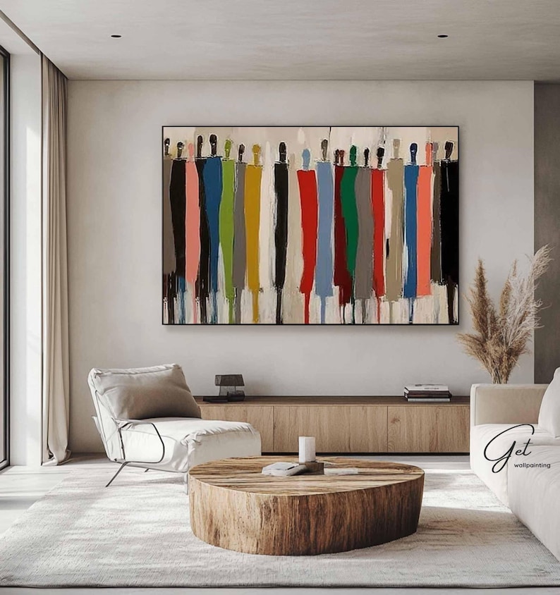 Colorful Abstract Human Figure Oil Painting, Modern Wabi-sabi Art - Etsy