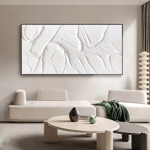 White Wall Art White Horizontal Canvas Art White Textured Wall - Etsy
