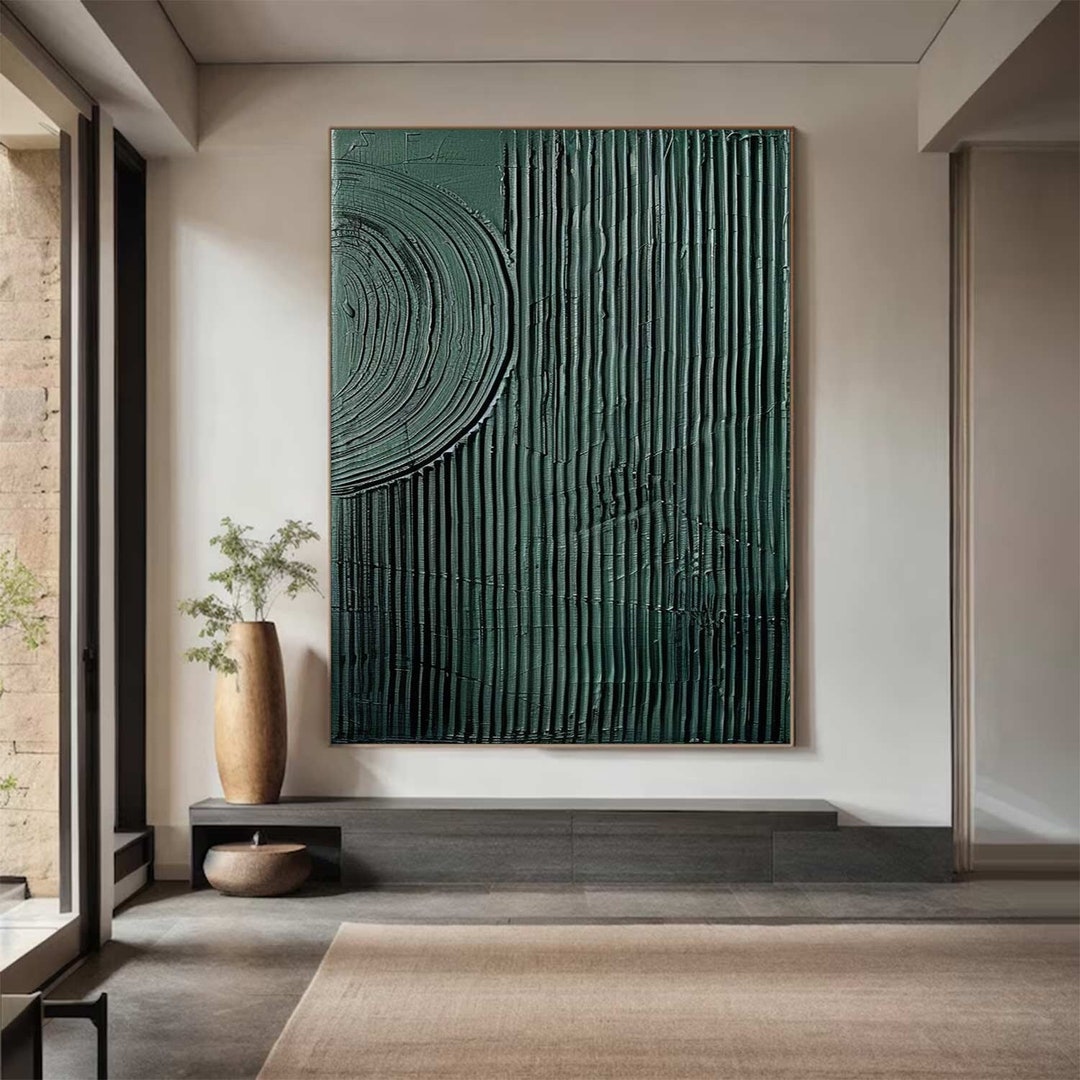 Large Green Painting Sage Green Painting Green Canvas Art Large Green ...