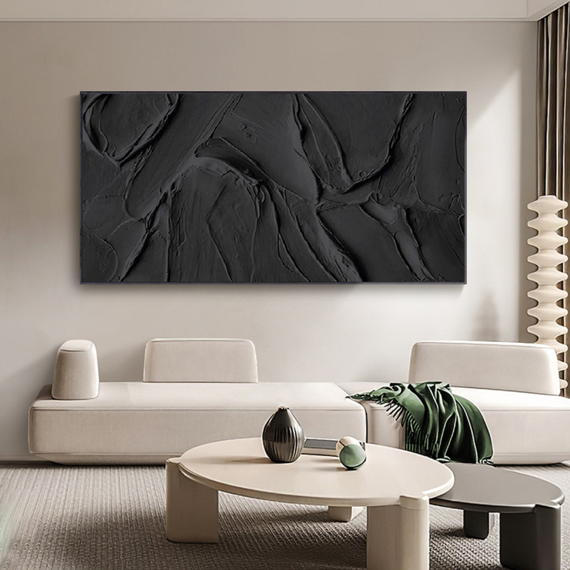 Black 3D Abstract Painting Black 3D Textured Painting Black 3D ...